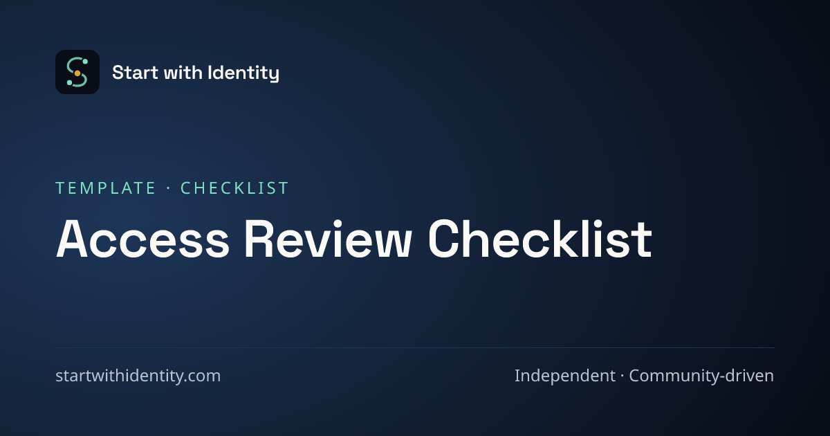 Access Review Checklist · Start with Identity